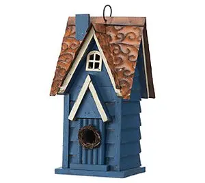 GLITZHOME 12'h New England Cottage Wood Birdhou E - One-color