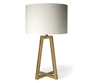 HOMEROOTS Metallic Gold Tone Geometric Table Lamp - One-color
