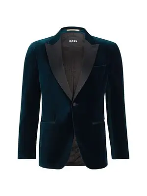 Hugo Boss Men's Slim-fit Tuxedo Jacket In Pure-cotton Velvet - Turkey  - Turkey