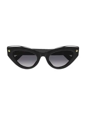 Alexander McQueen 52mm Spike Studs Cat-eye Sunglasses Black