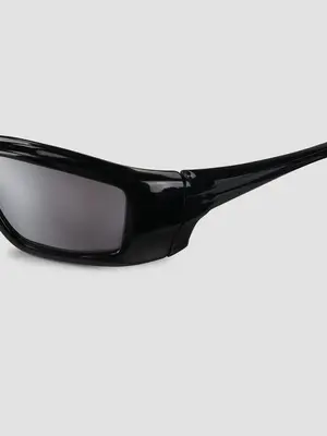 Rick Owens 55mm Mirrored Rectangular Sunglasses - Black