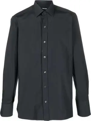 TOM FORD Long-sleeved Cotton Shirt - Black