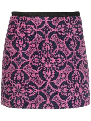 MARINE SERRE Patterned Jacquard Miniskirt - Pink
