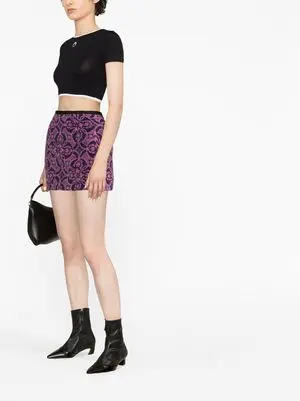 MARINE SERRE Jacquard High-waisted Miniskirt - Pink