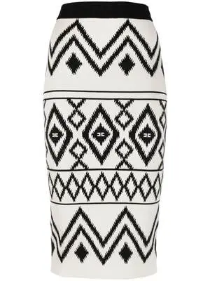 Elisabetta Franchi Elisabetta Franchi Rhombus-Print Fitted Skirt Neutrals