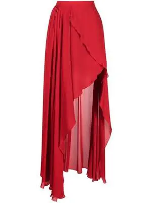 Elie Saab High-low Silk Skirt - Red