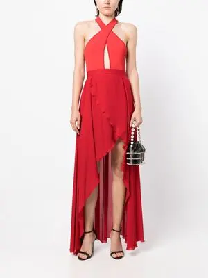 Elie Saab High-low Silk Skirt - Red