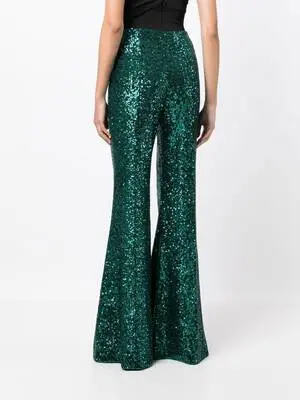 Elie Saab Sequin-embellished Flared Trousers - Green
