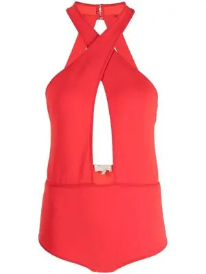 Elie Saab Halter Keyhole Bodysuit - Red