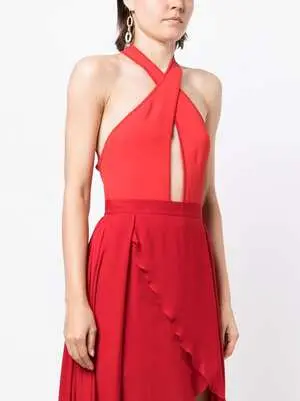 Elie Saab Halter Keyhole Bodysuit - Red