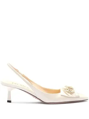 Prada 55mm Flower-appliqué Slingback Pumps