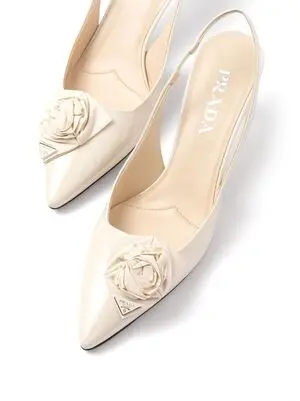 Prada 55mm Flower-appliqué Slingback Pumps