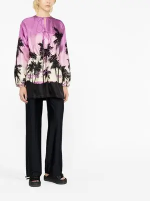 Palm Angels Graphic-print Long-sleeve Top - Purple