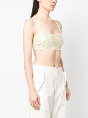 Patrizia Pepe Crystal Embellished Crop Top