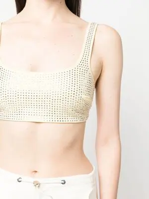 Patrizia Pepe Crystal Embellished Crop Top