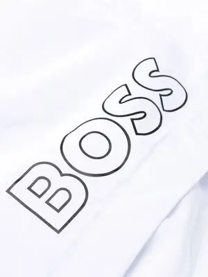 BOSS Logo-print Drawstring Swim Shorts - White