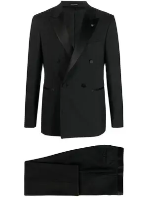 Tagliatore Peak Lapels Wool Suit - Black