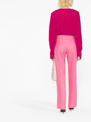 Victoria Beckham Ruffled Silk Blouse - Pink