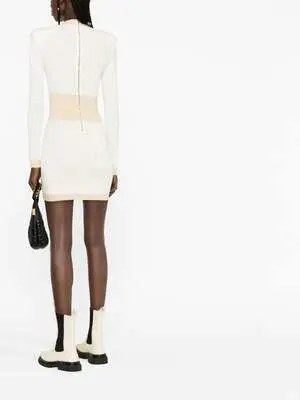 Balmain Embossed-button Knitted Minidress - White