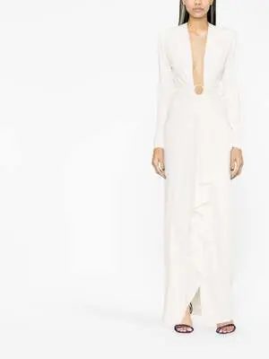 Alexandre Vauthier Plunge-neck Draped Gown