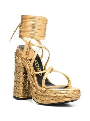 TOM FORD Metallic-effect Platform Sandals - Gold