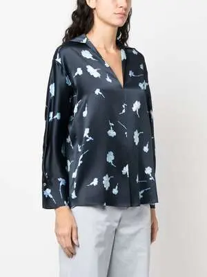 Vince Floral Print Silk Blouse