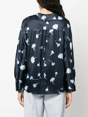 Vince Floral Print Silk Blouse