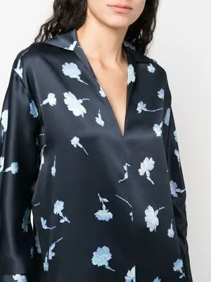 Vince Floral Print Silk Blouse
