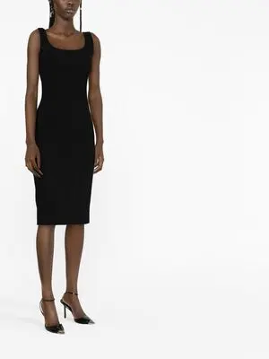 Dolce & Gabbana Square-neck Midi Dress - Black