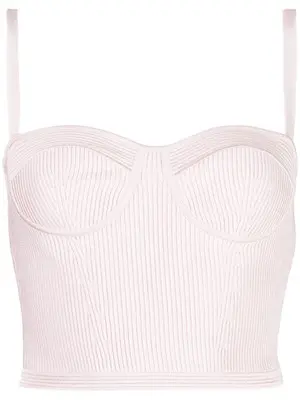 Alexander McQueen Rib-knitted Bustier Crop Top - Pink