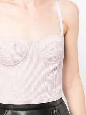 Alexander McQueen Rib-knitted Bustier Crop Top - Pink