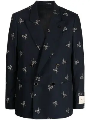 LARDINI Racket-print Double-breasted Blazer