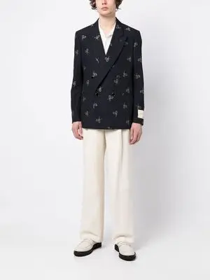 LARDINI Racket-print Double-breasted Blazer