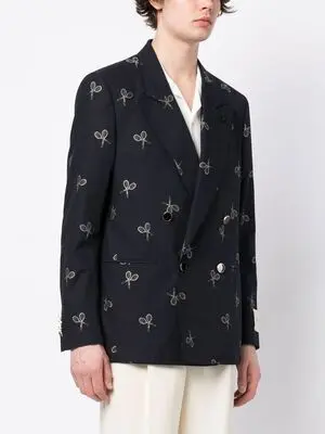 LARDINI Racket-print Double-breasted Blazer