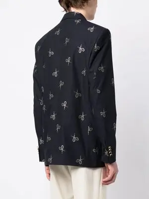 LARDINI Racket-print Double-breasted Blazer