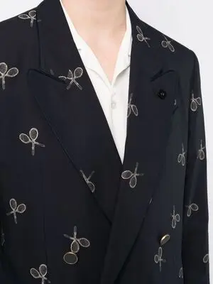 LARDINI Racket-print Double-breasted Blazer