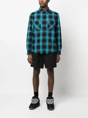 Amiri Plaid Logo-print Shirt - Blue