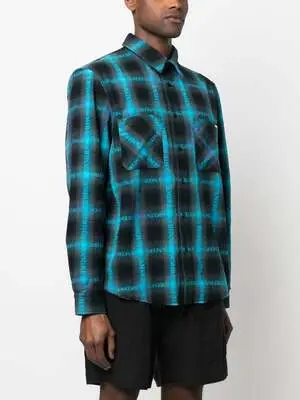Amiri Plaid Logo-print Shirt - Blue