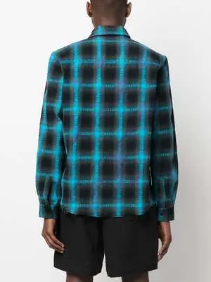Amiri Plaid Logo-print Shirt - Blue