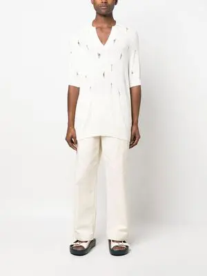 BARROW Extra Long Distressed Polo Shirt