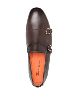 Santoni Double-buckle Leather Shoes - Brown