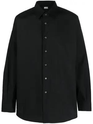 DIESEL® Embroidered-logo Detail Shirt - Black
