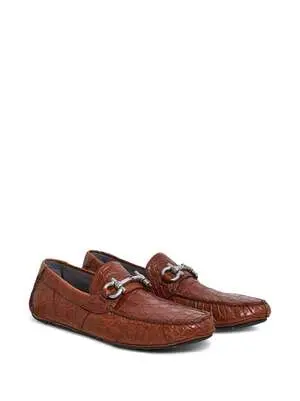 FERRAGAMO Gancini-buckle Leather Driving Shoes - Brown
