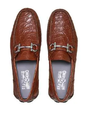 FERRAGAMO Gancini-buckle Leather Driving Shoes - Brown