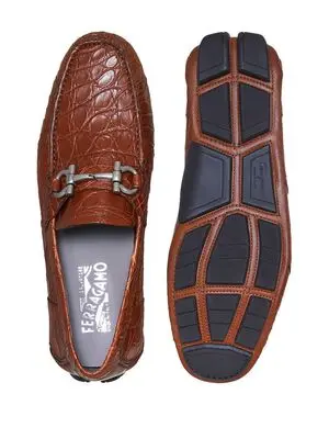 FERRAGAMO Gancini-buckle Leather Driving Shoes - Brown