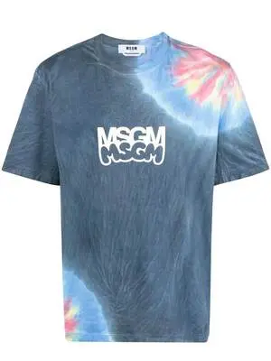 MSGM Logo-print Tie-dye T-shirt - Blue