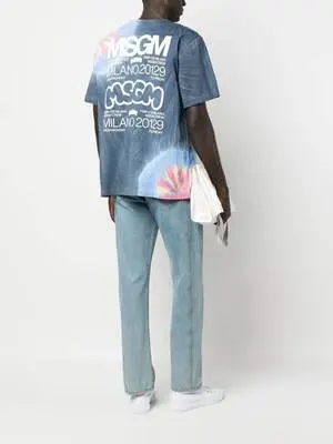 MSGM Logo-print Tie-dye T-shirt - Blue