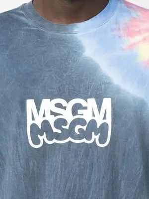 MSGM Logo-print Tie-dye T-shirt - Blue