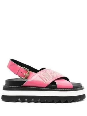 Moschino Print Leather Platform Sandals