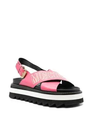 Moschino Print Leather Platform Sandals